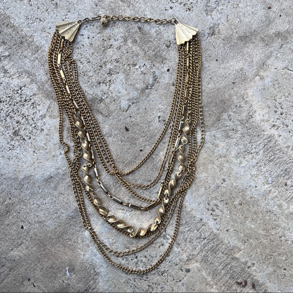 Vintage | Jewelry | Vintage Gold Multilayer Chain Necklace | Poshmark